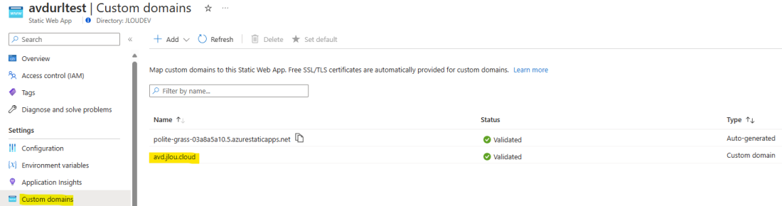 Changez l’URL de votre AVD – Jean-Loup & Azure
